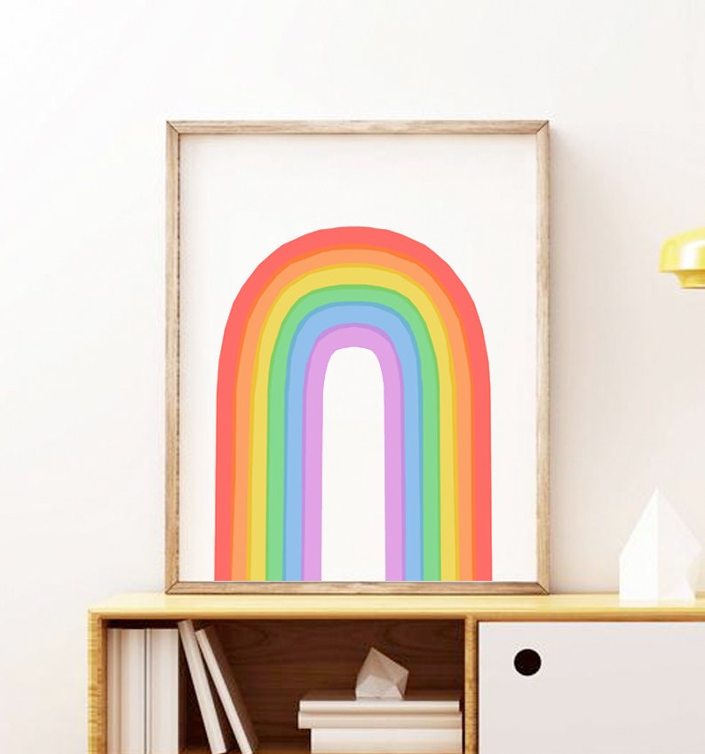 Rainbow Modern Print Rainbow Art Print Nursery Wall Art - Etsy