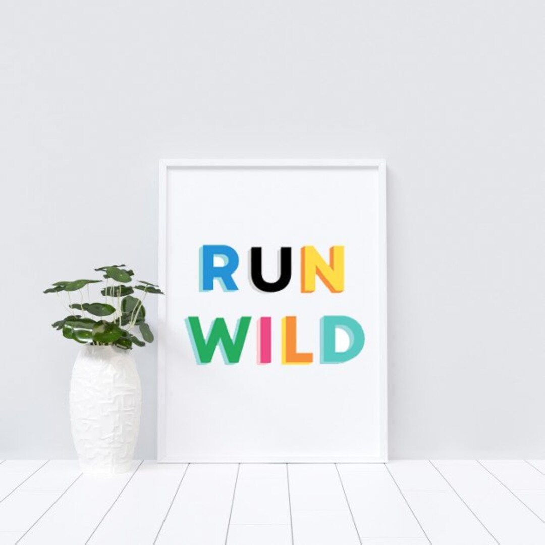 Modern Nursery Print RUN WILD Printable Art Scandinavian - Etsy