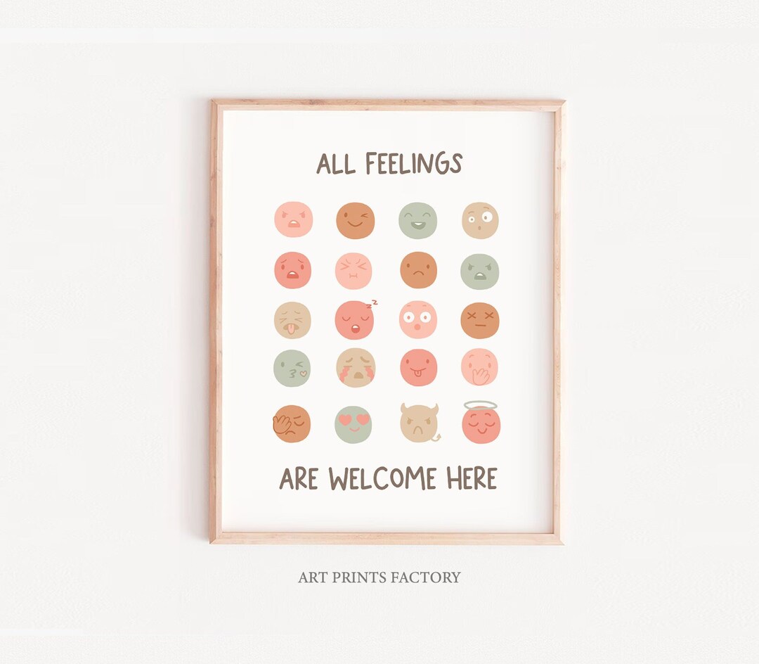 ALL FEELINGS ARE Welcome, Feelings Chart, Emotions, Feelings Poster ...