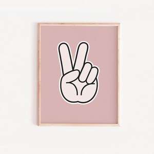 Pink Peace Sign Art Print: Preppy Room Decor (digital Download) - Etsy