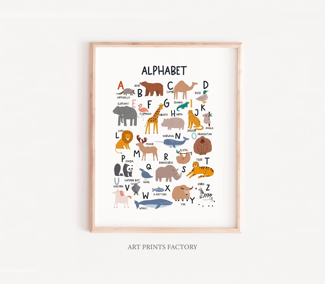 Animal Alphabet Print, Nursery Print, Learning Wall Art, Kids Alphabet ...