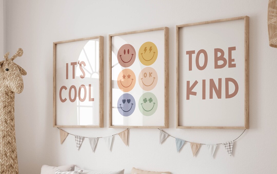 It's Cool to Be Kind, Set of 3 Printable, Kid Room Wall Art, Neutral ...