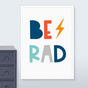 Playroom Prints, Be Rad Nursery Prints, Boys Room Decor, Kids Bedroom ...