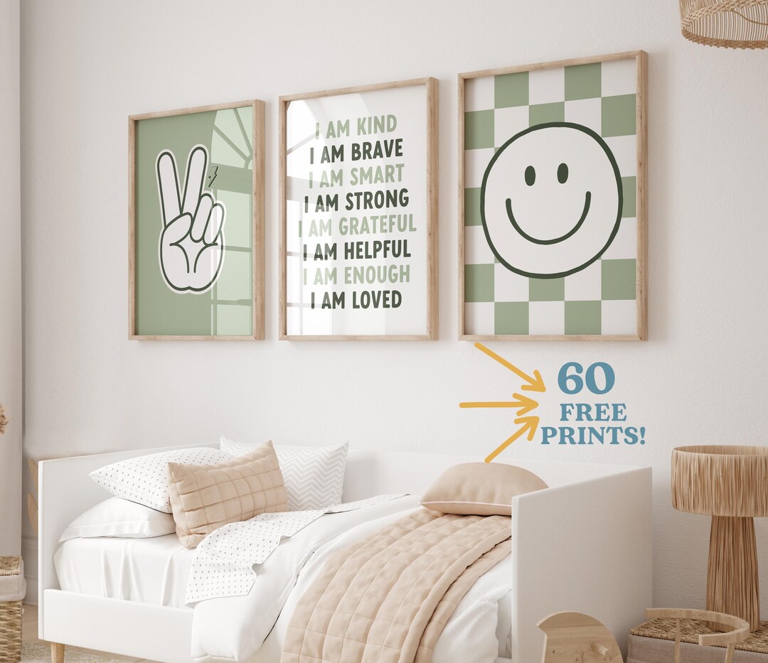 Daily Affirmation Poster, Green Wall Art Printable, Boys Prints ...