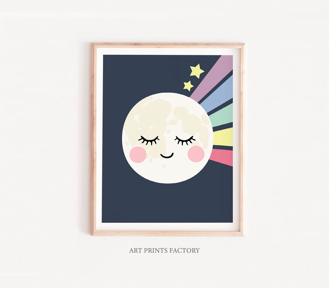 Trendy Girls Art, Moon and Stars, Nursery Printables, Girl Wall Art ...