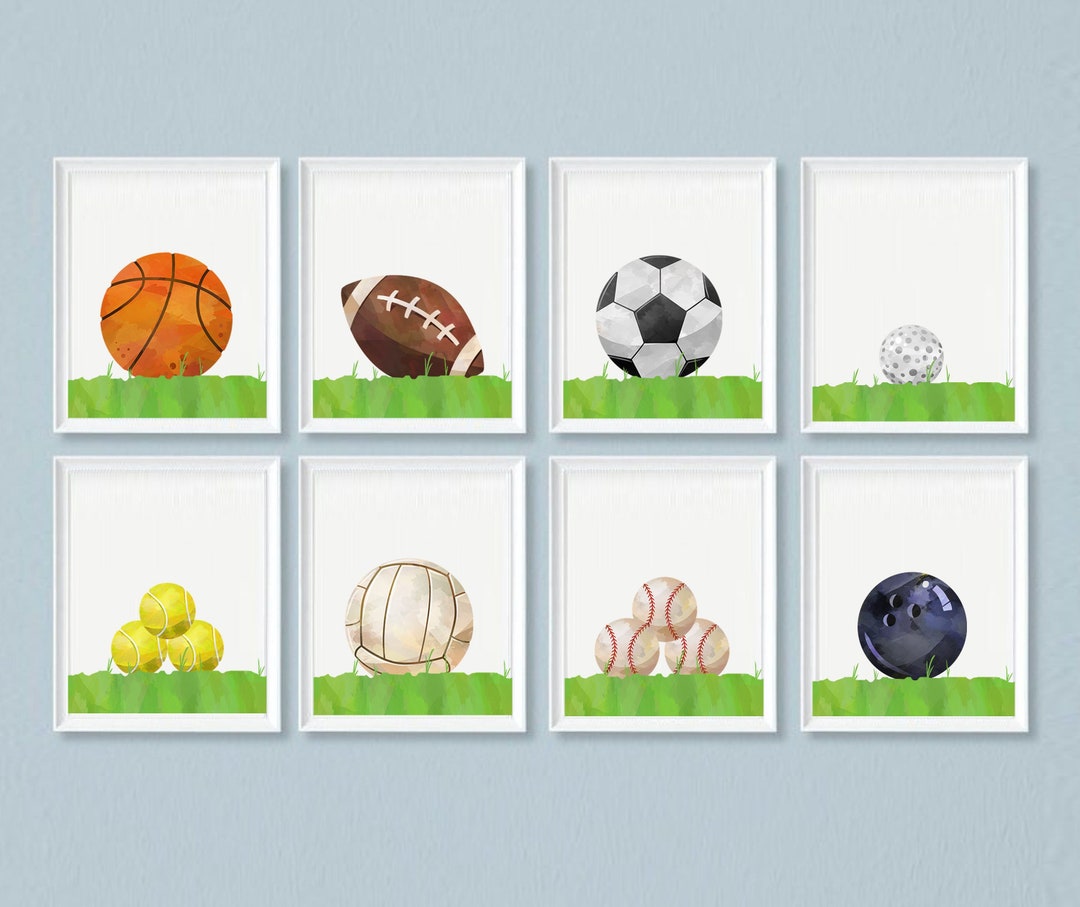 Sport Prints, Printable Sports Art, Boys Room Decor, 6 Playroom Wall ...