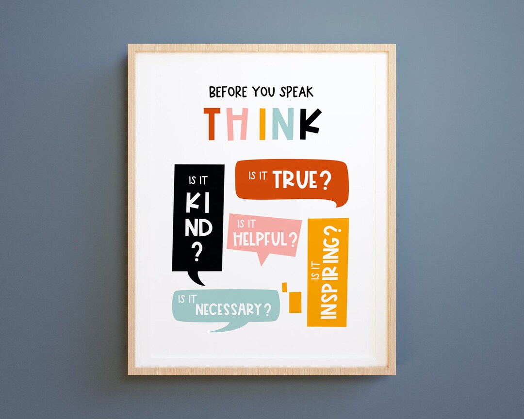 Kids Mindfulness Print: Before You Speak - THINK (digital Download) - Etsy