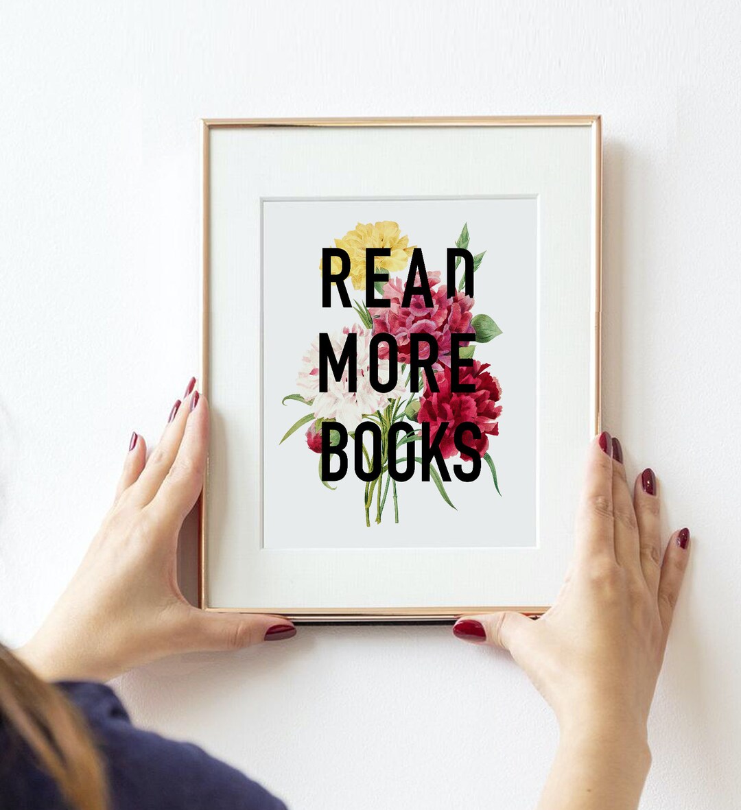 Read More Books Print, Vintage Floral Read Art, Eclectic Wall Art ...