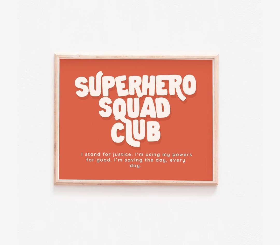 Superhero Squad Club, Hero Print, Affirmation for Boys, Hero Poster ...