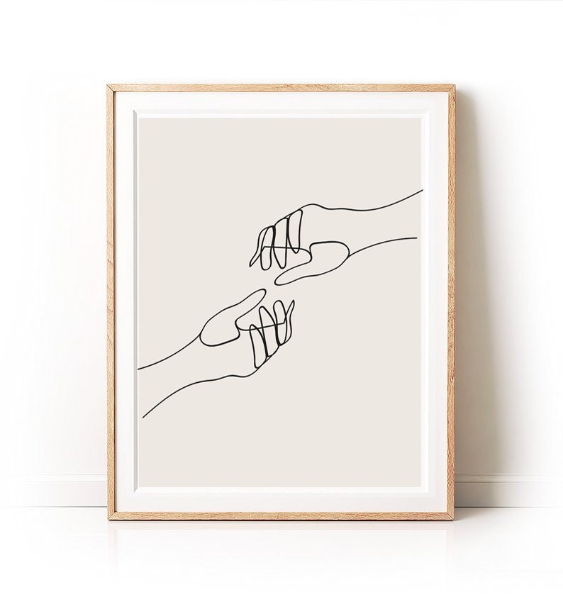 One line Print Abstract hands Wall Art Abstract Decor | Etsy