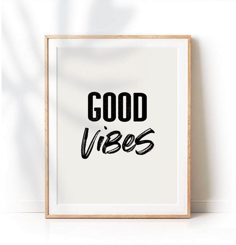Good Vibes Print Neutral Tone Wall Art Prints Good Vibes | Etsy