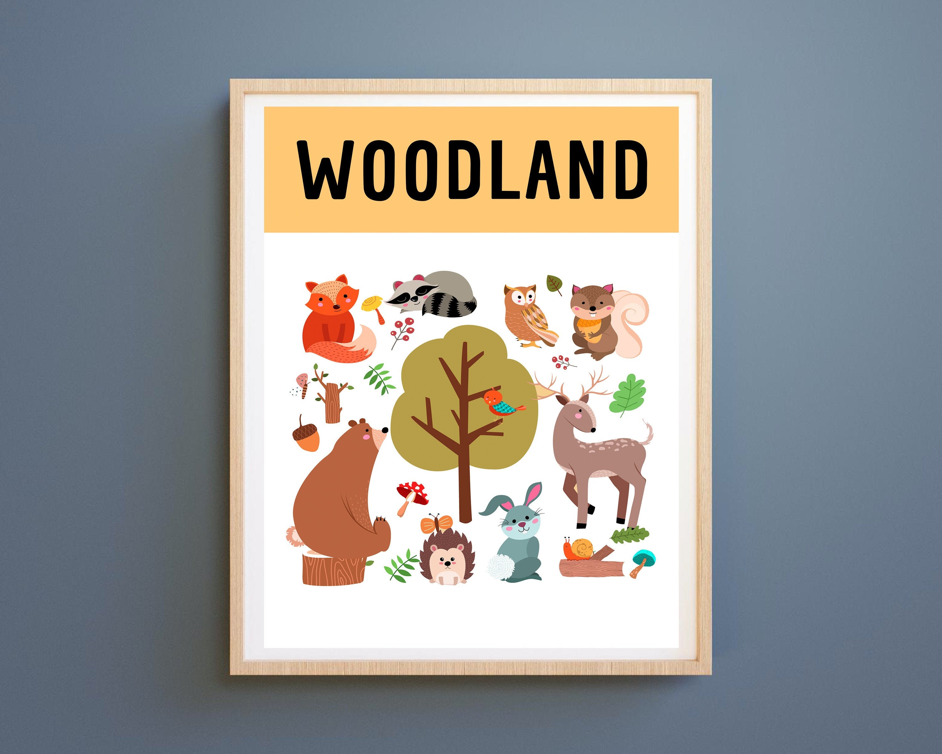 Woodland Life Print Forest Theme Poster Woodland Nursery - Etsy