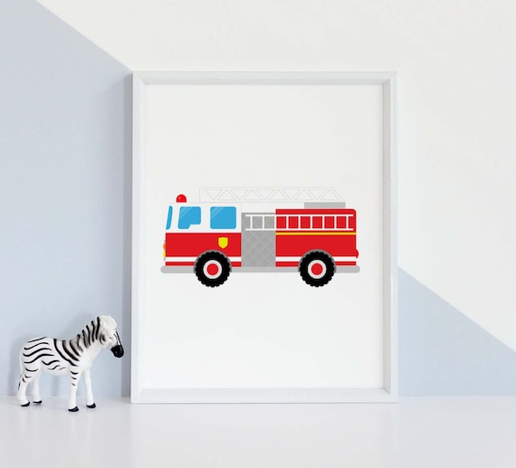 Fire truck art firetruck artfiretruck boy nursery art | Etsy