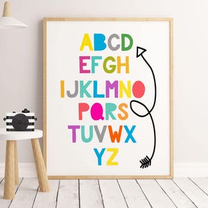 Alphabet Arrow Poster, Colorful Nursery Wall Decor, ABC Art, Nursery ...