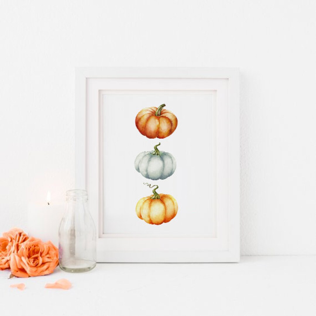 3 Pumpkins Printable Wall Art, Rustic Digital Print, FALL Home ...