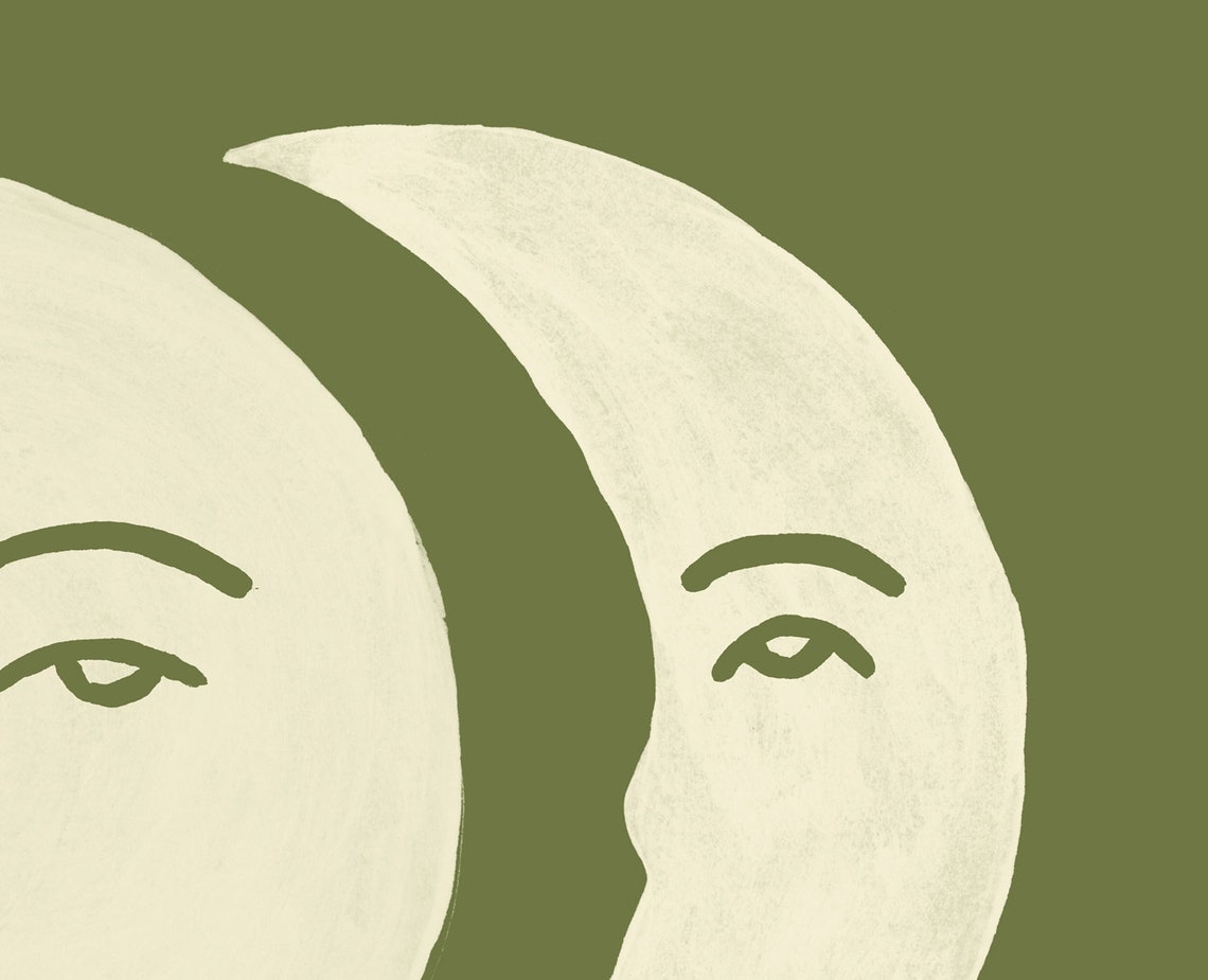Neutral Green MOON Moon Phases Abstractlandscape Print - Etsy