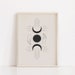 Moon Hand Art Print Line Drawing Celestial Moon Phases Poster Hand ...
