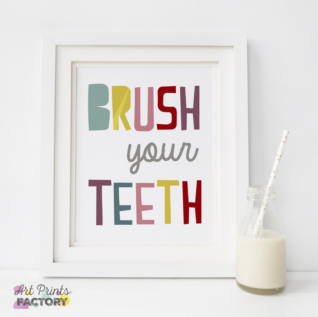 SALE Kids Bathroom Brush Your Teeth Sign, Kids Bathroom Wall Decor ...