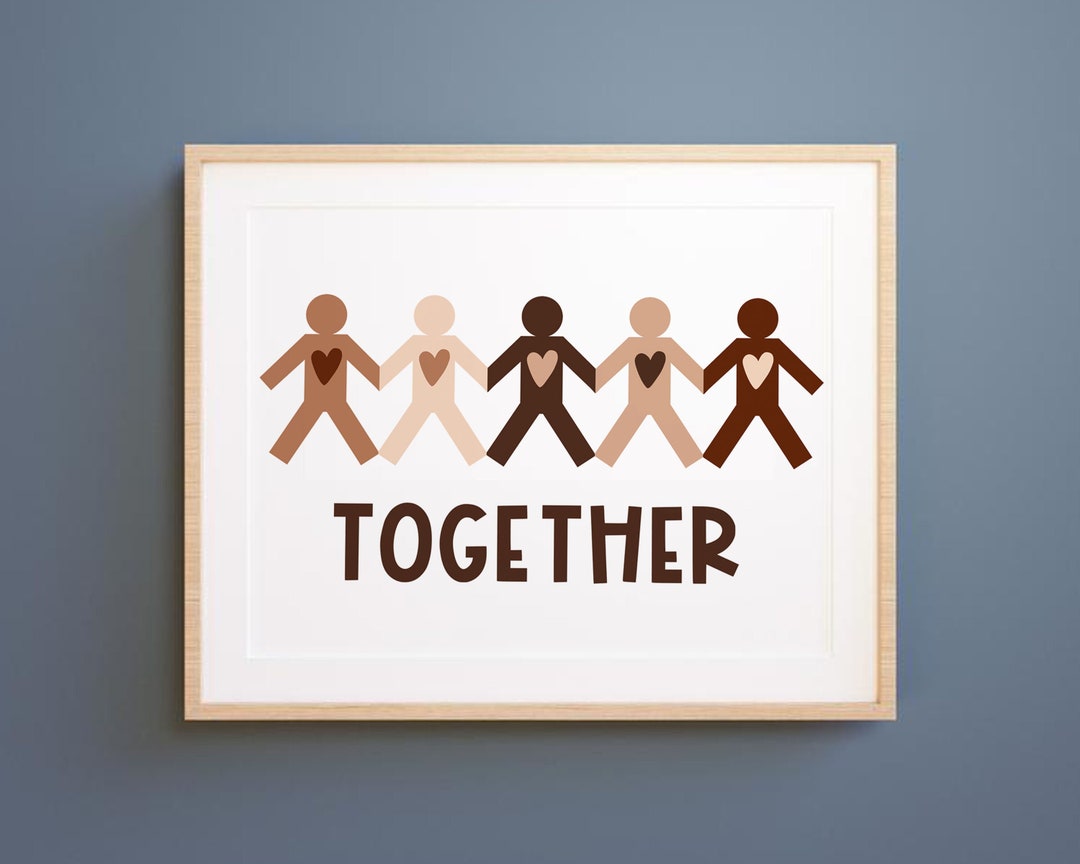 Kids Diversity Print: Together, Human Diversity, Classroom Poster ...