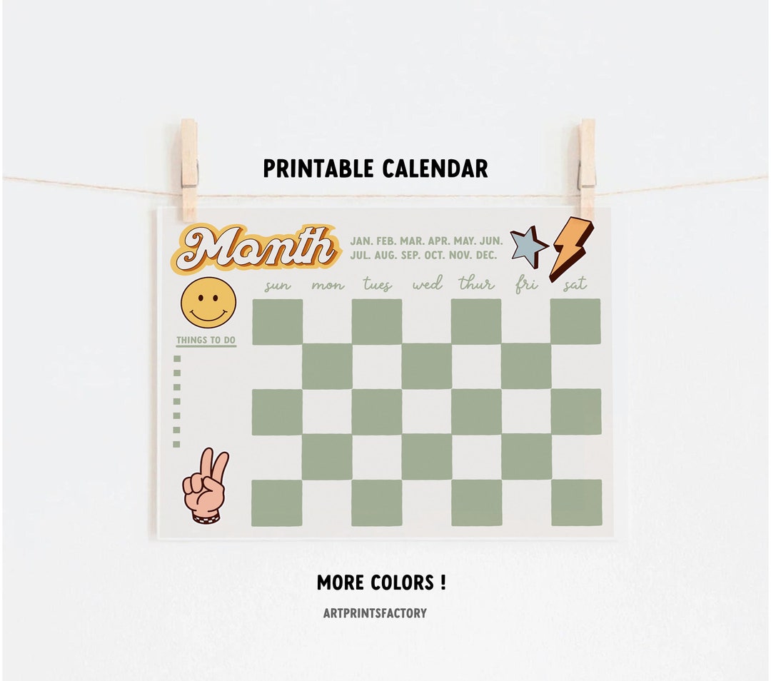 Printable Calendars, Printable Kids Calendars, Retro Calendars, Modern ...