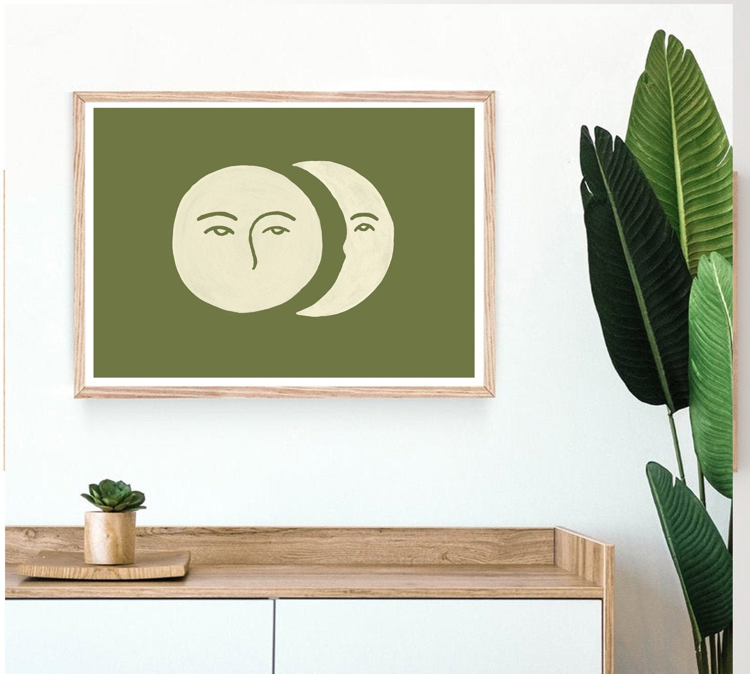 Neutral Green MOON Moon Phases Abstractlandscape Print - Etsy