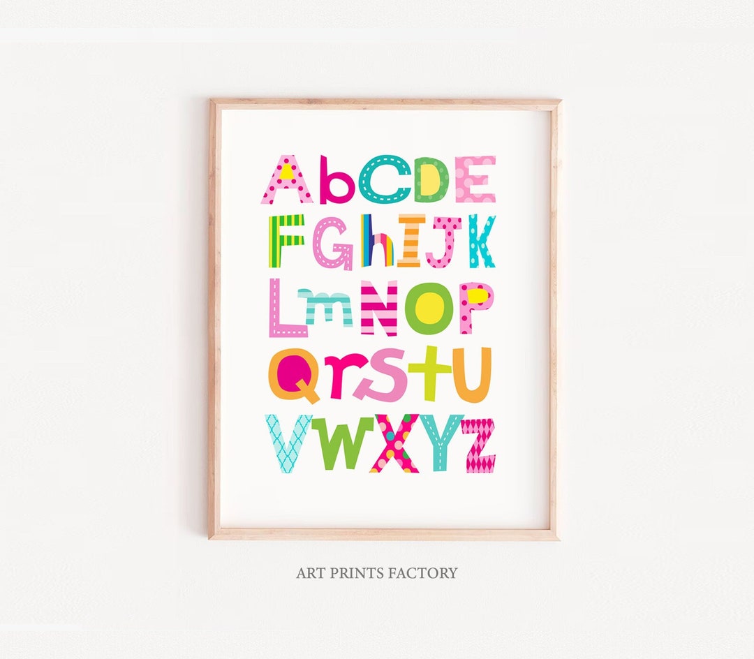 Cute Alphabet Print, Alphabet Nursery Wall Art, Alphabet Poster ABC ...
