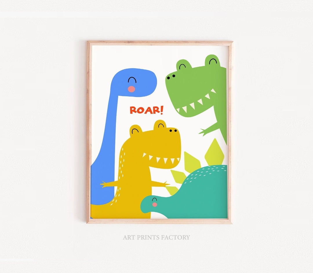 Printable Dinosaur Poster, DINOSAUR FRIENDS, Dino Poster, Boys Room ...