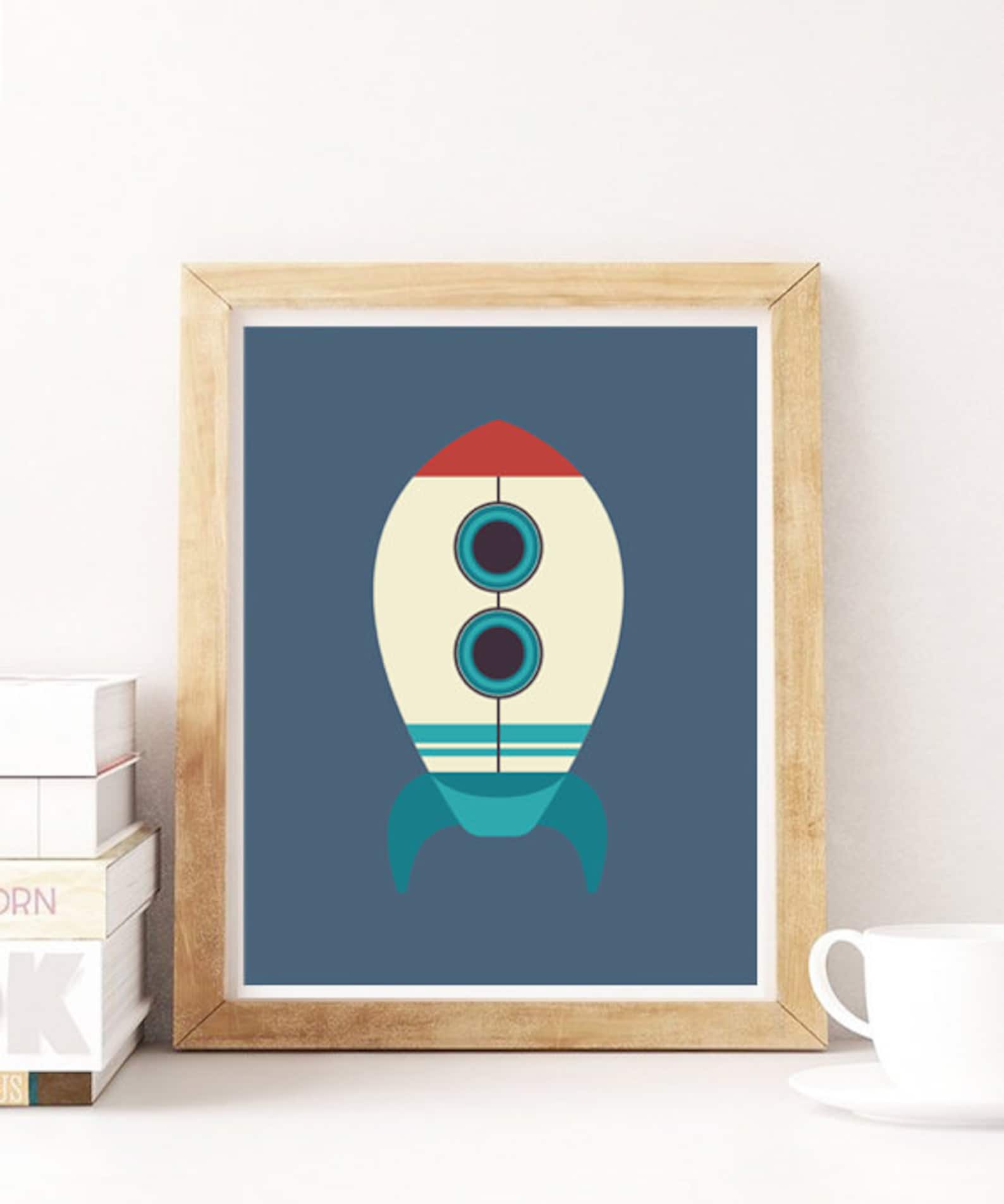 Vintage Rocket Print Set of 4 Rocket Print Space Wall Art | Etsy