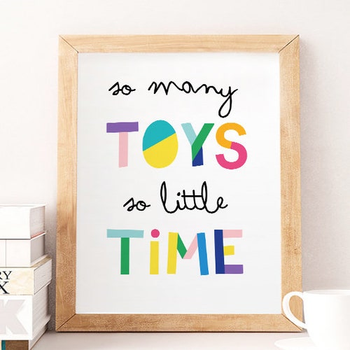 Playroom Printablecolorful Wall Art so Many Toys so Little | Etsy