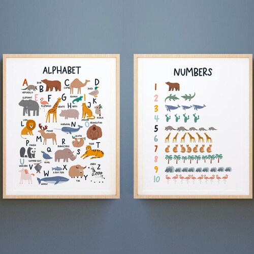 Alphabet and Numbers Prints PRINTABLE Wall Art ABC Poster - Etsy