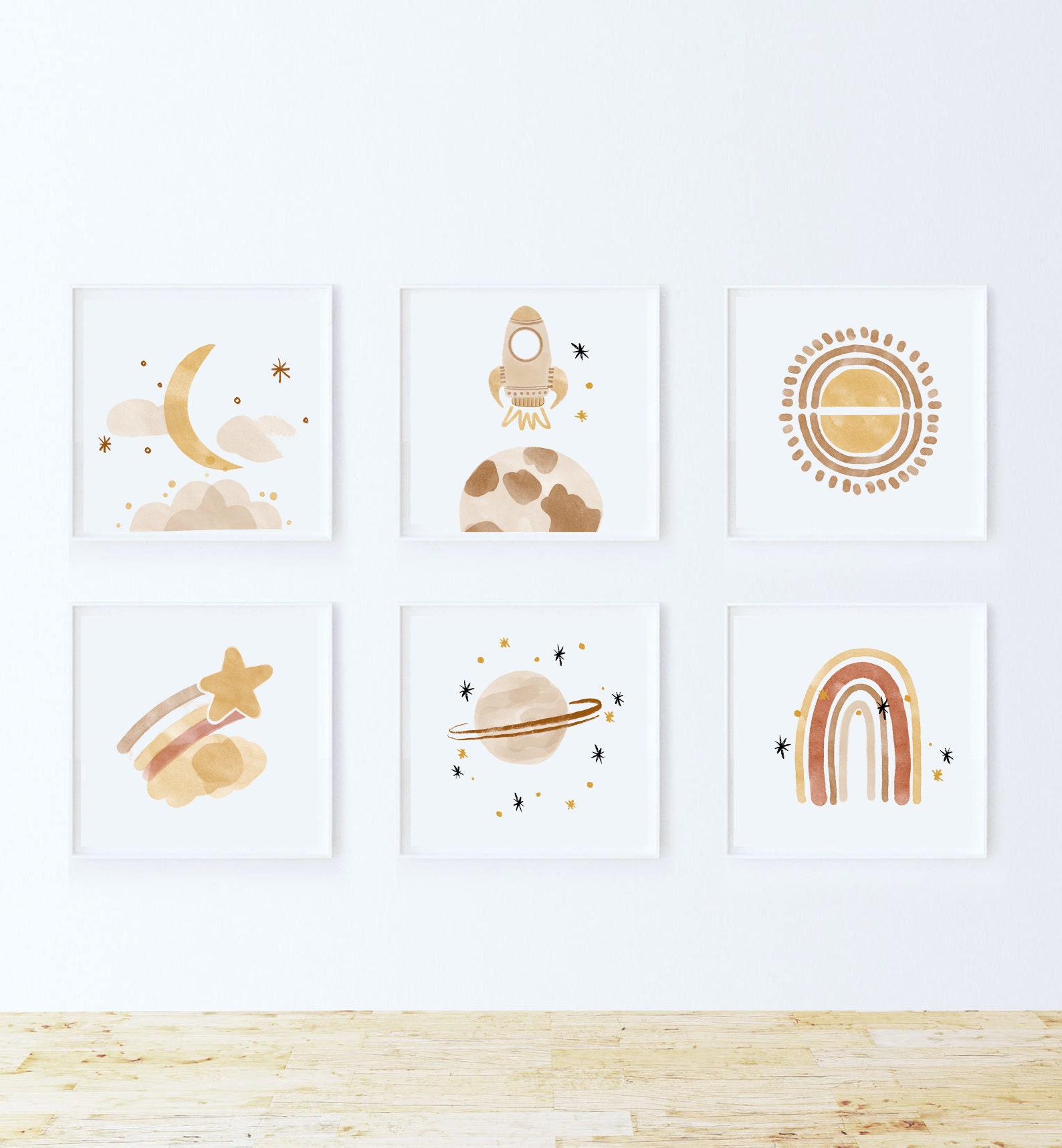 Neutral Nursery Print Set Space Printsgender Neutral Baby - Etsy
