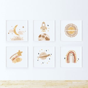 Neutral Nursery Print Set, Space Prints,gender Neutral Baby Art ...