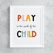 Montessori Printable Poster Play is the Work of the Child - Etsy