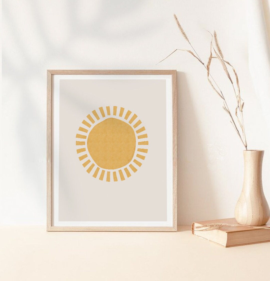 Modern Sunshine Print Boho Sun Print Neutral Sunmid Century - Etsy