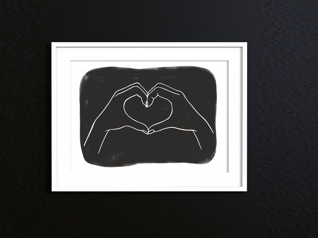 Fine Line Couple Print HANDS Love Print Romantic Abstract | Etsy