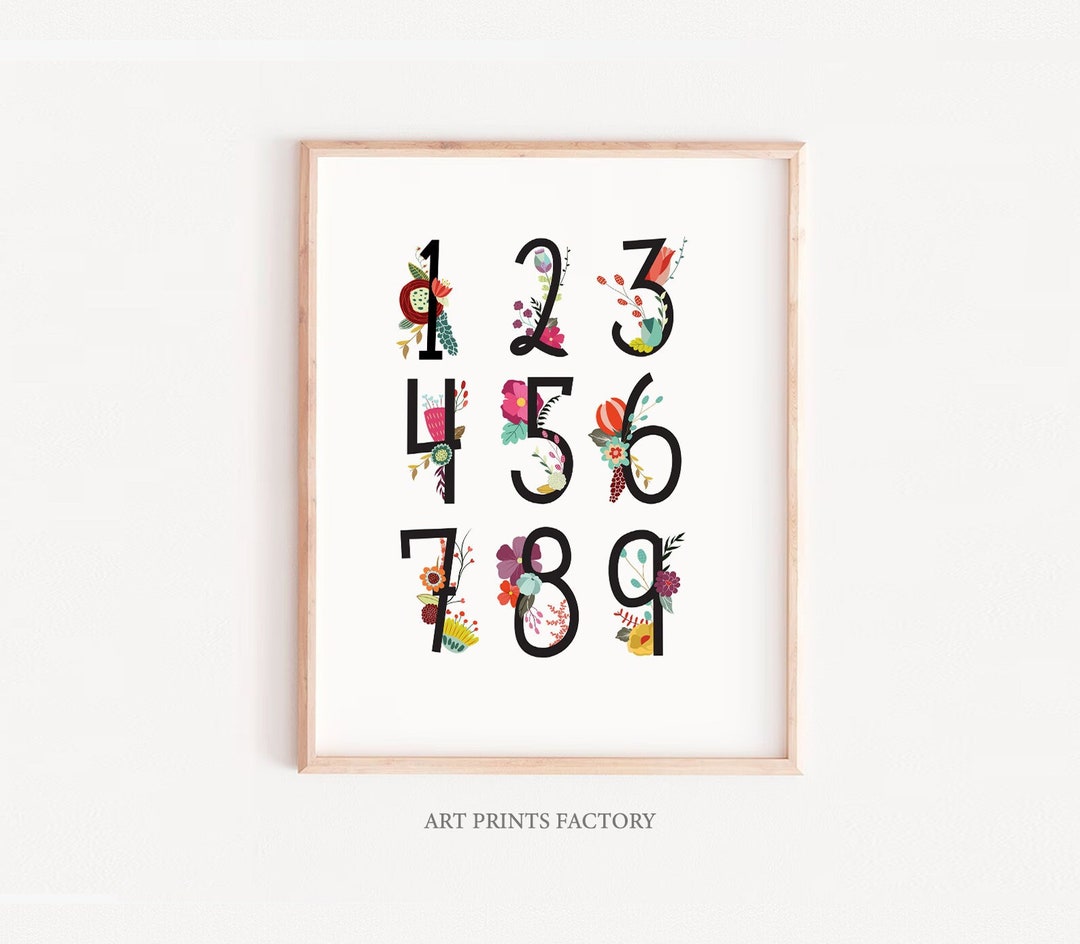 Numbers Kids Wall Art, Girls Printable, Learning Prints, Modern Nursery ...