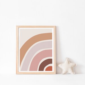Earthy Rainbow Art Print, Instant Printable, Hand Draw Rainbow, Modern ...