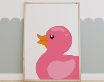 Rubber Duck Wall Art, Bathroom Wall Art, Nursery Decor, Playroom Poster ...