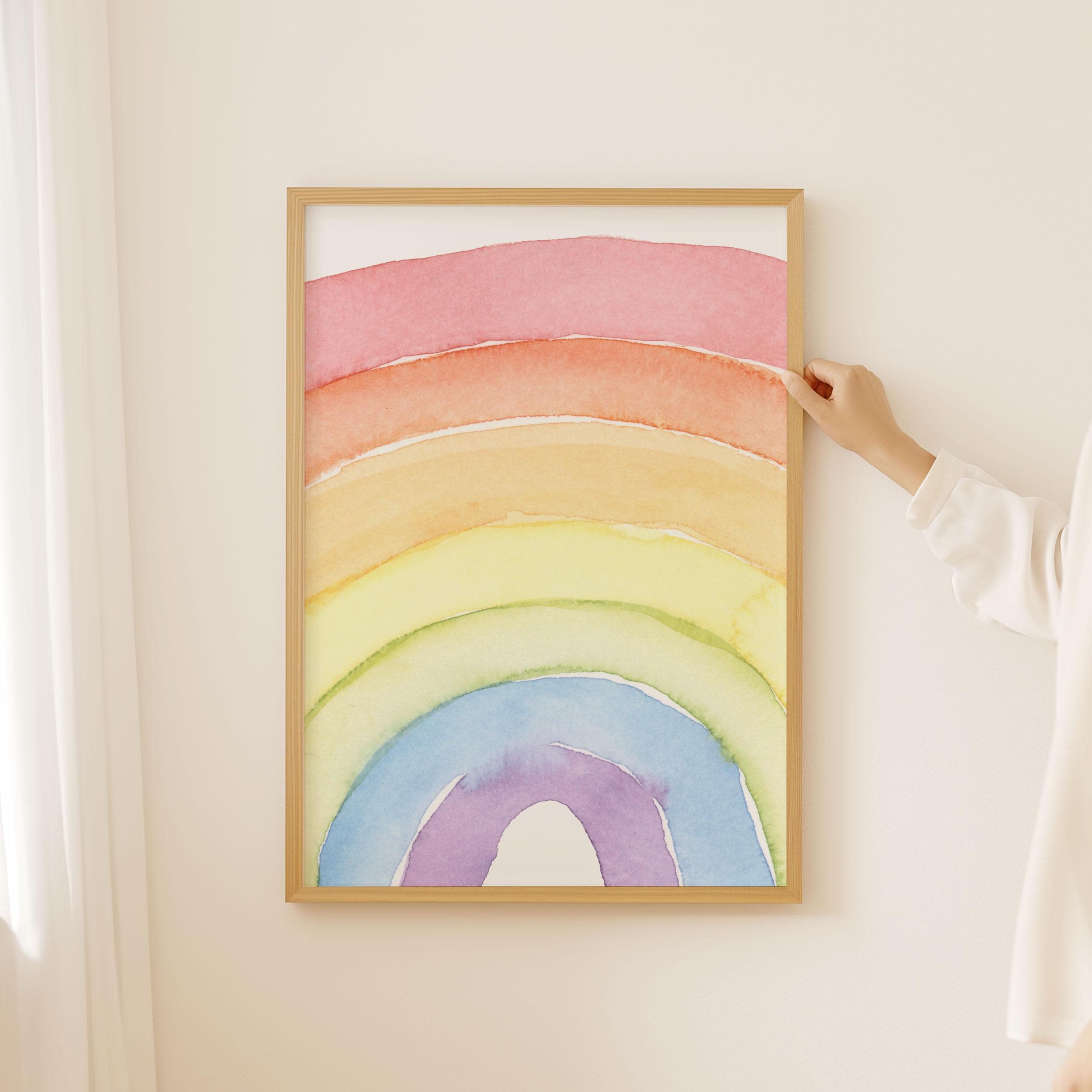 Watercolor Rainbow Nursery Prints: Set of 3, Playroom Decor (digital ...