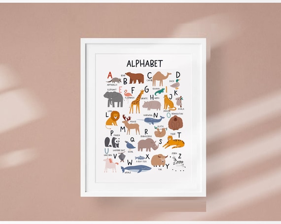 Animal Alphabet Print Nursery Print Learning Wall Art Kids - Etsy