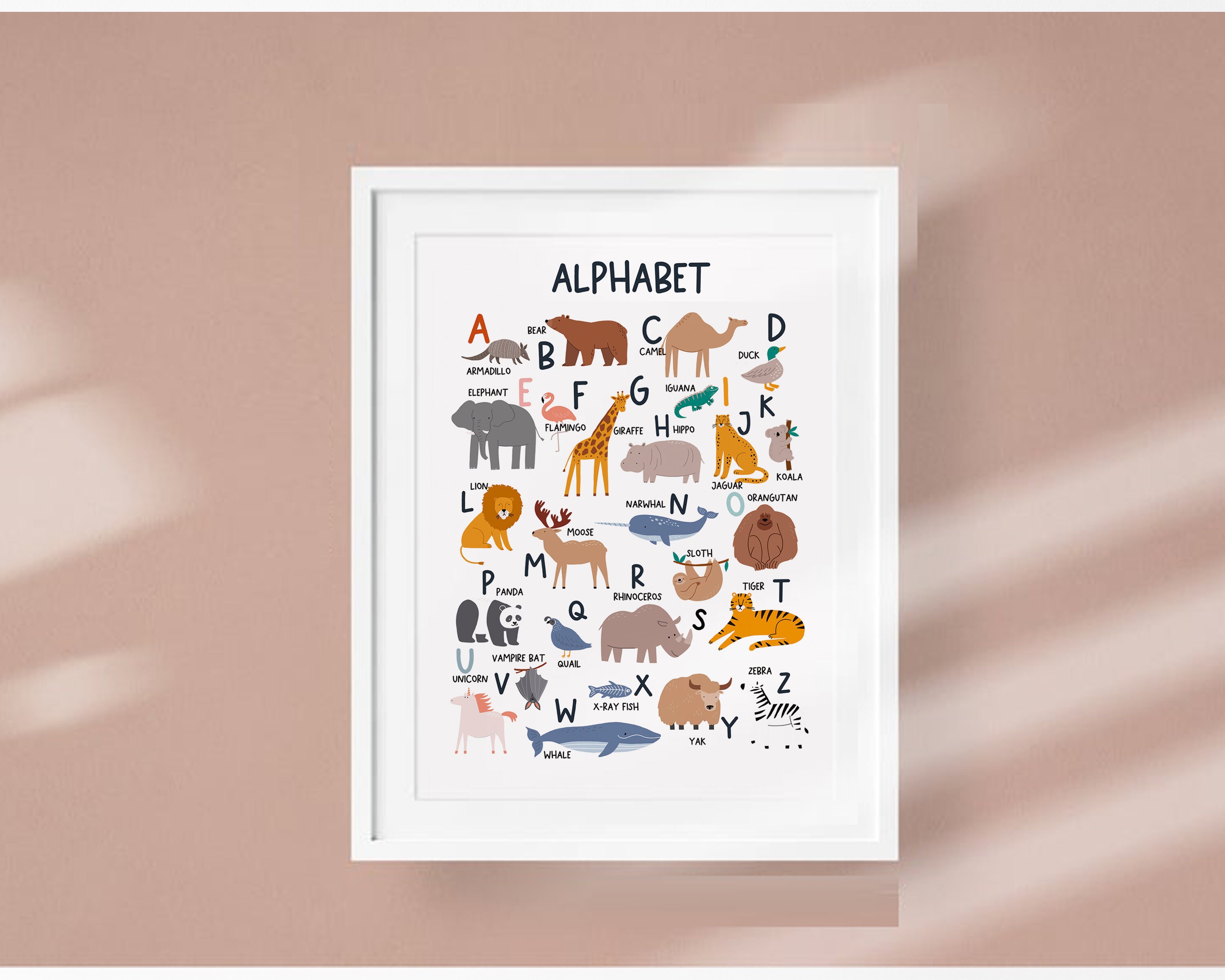 Animal Alphabet Print Nursery Print learning Wall Art Kids | Etsy