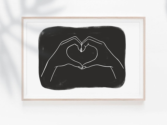 Fine Line Couple Print HANDS Love Print Romantic Abstract | Etsy