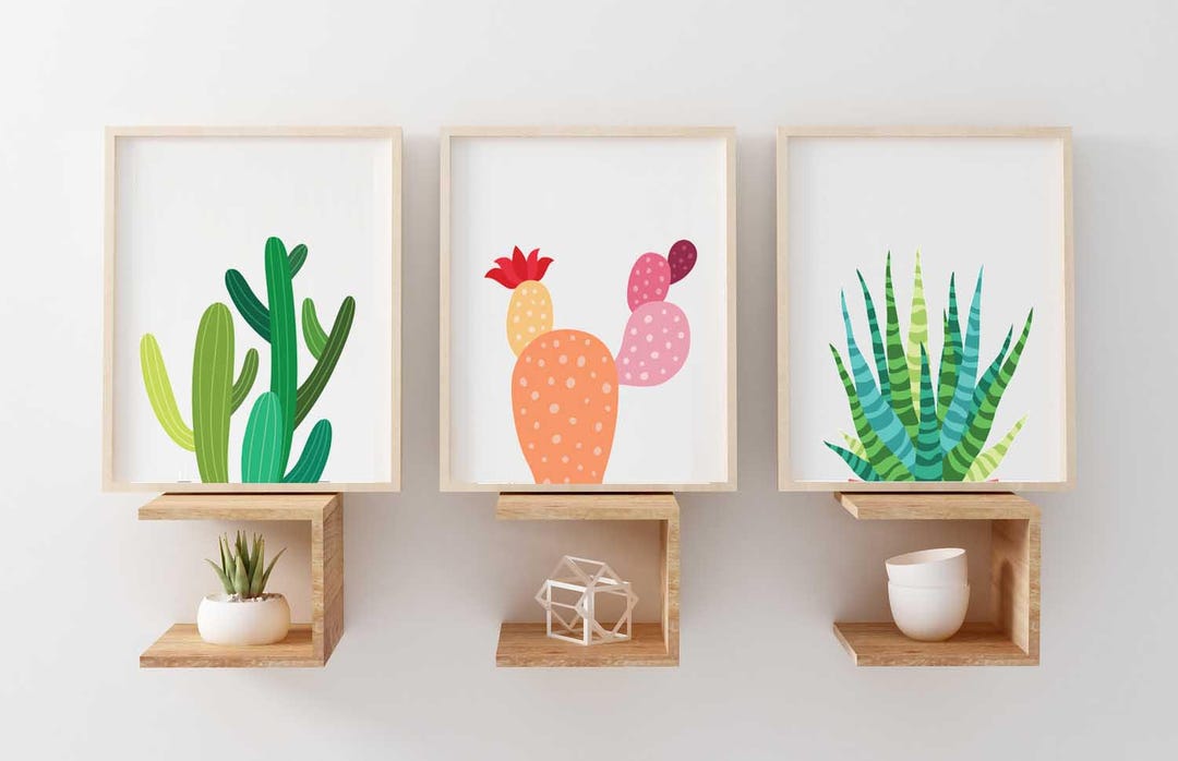 Set of 3 Watercolor Cactus Print - Cactus Art Print - Digital Cactus ...
