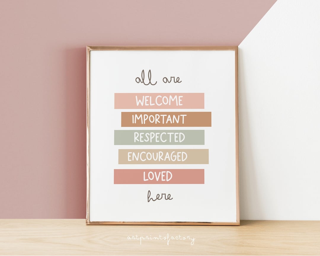 All Are Welcome Print, Neutral Classroom Decor, Diversity Classroom ...