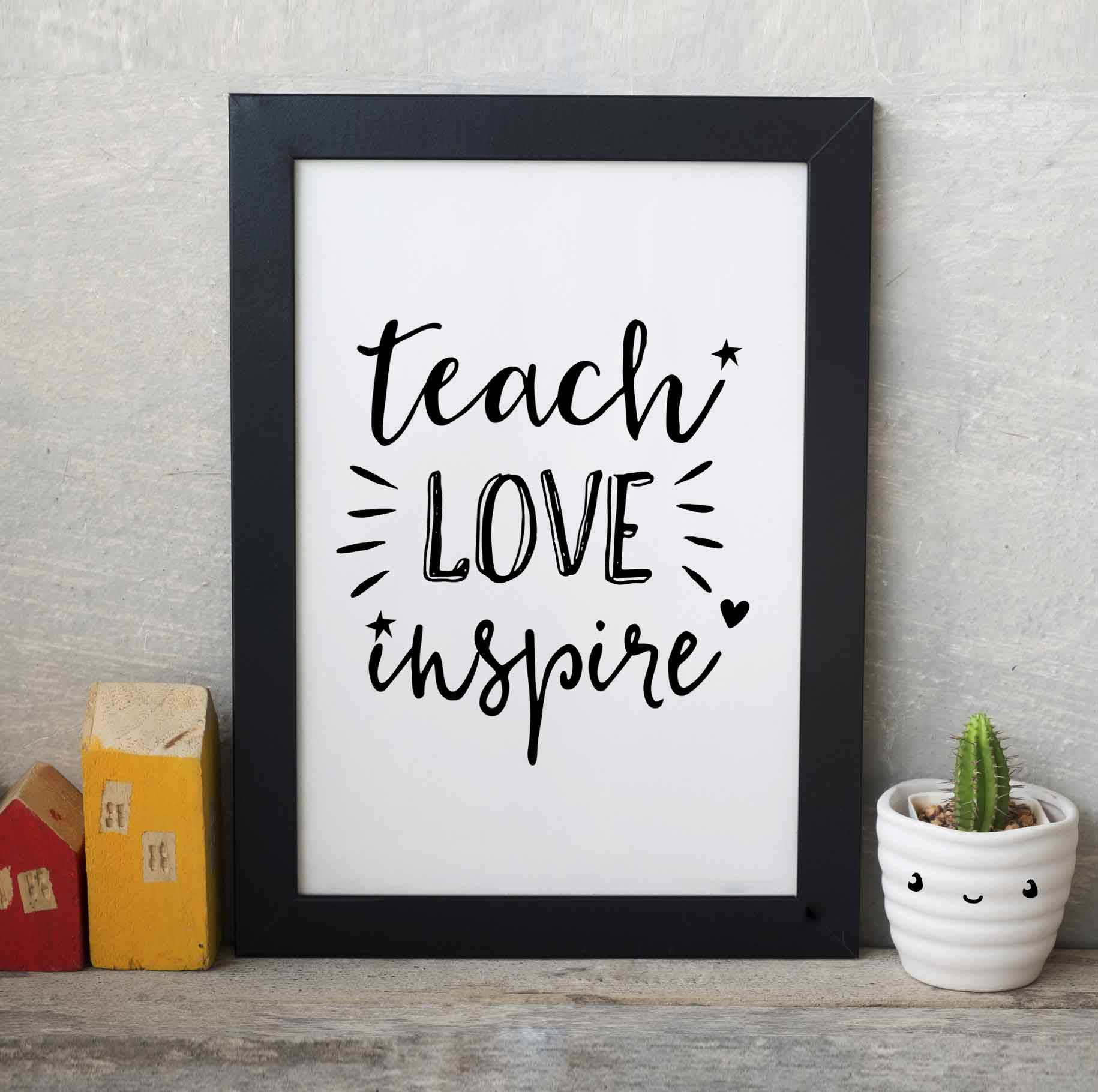 Teacher Quotes Teach Love Inspire Funny Teacher Gift | Etsy
