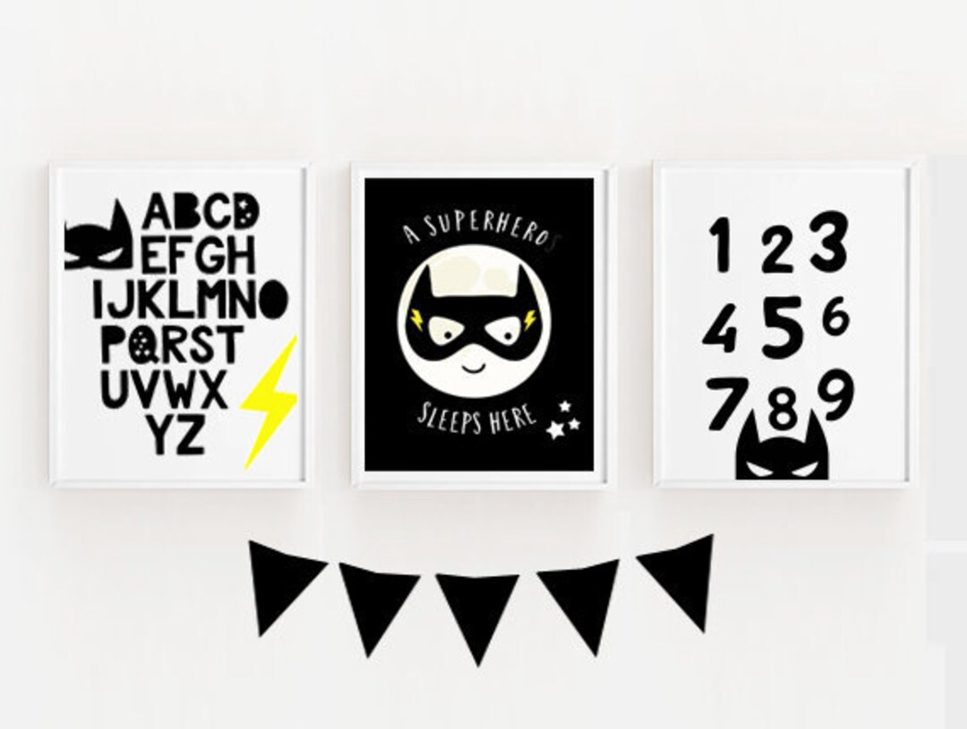 Superhero Nursery Prints: Boys Alphabet & Numbers Art (digital Download ...