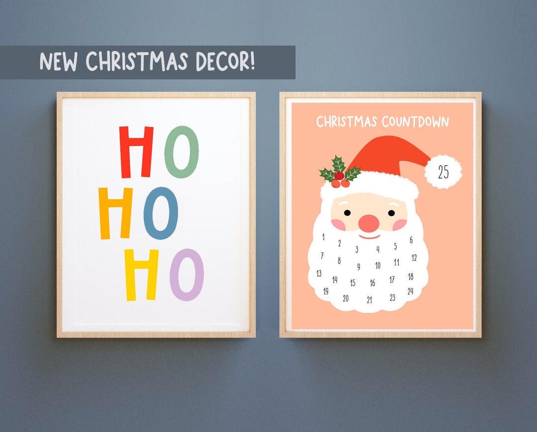 Christmas COUNTDOWN Print, Holiday Prints, Set of 2, Santa Printable ...