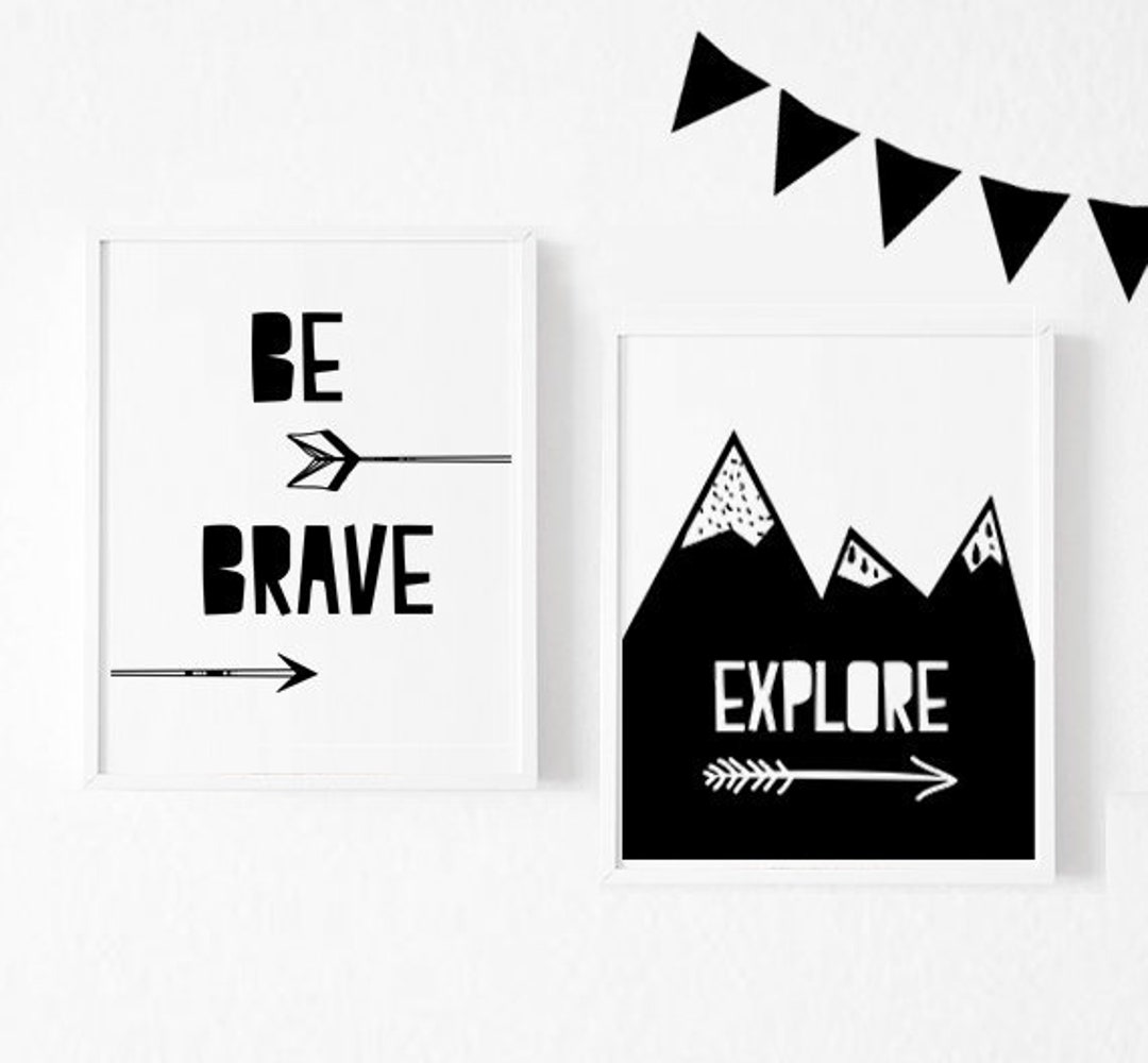Typography Print, Be Brave Poster, Printable Quote, Nursery Printable ...