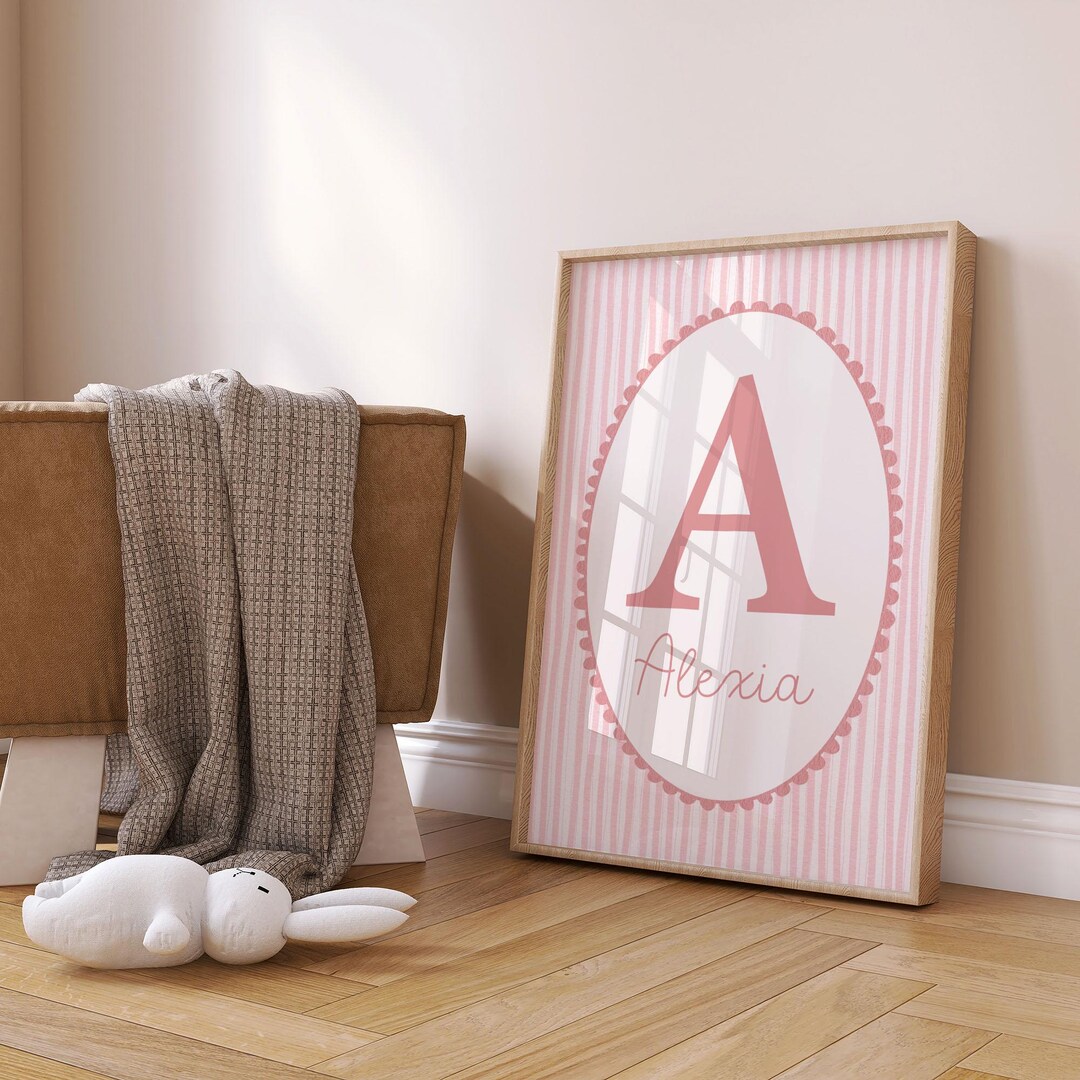 Coquette Custom Name Girl Print, Custom Nursery Prints, Boho Baby Girl ...