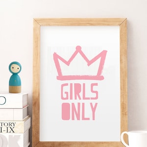 GIRLS ONLY PRINT, Wall Art for Girls, Girls Only Sign, Printable ...